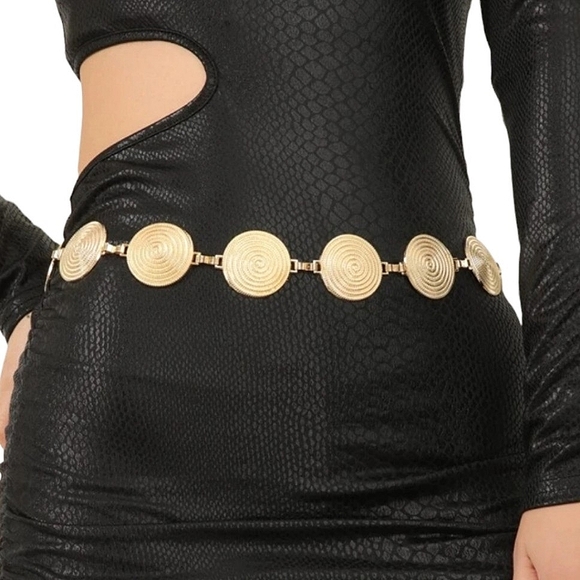 Accessories | Gold Textured Circle Metal Belt | Poshmark
